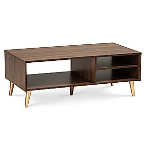 Baxton Studio Landen Coffee Tables, Walnut Brown/Gold