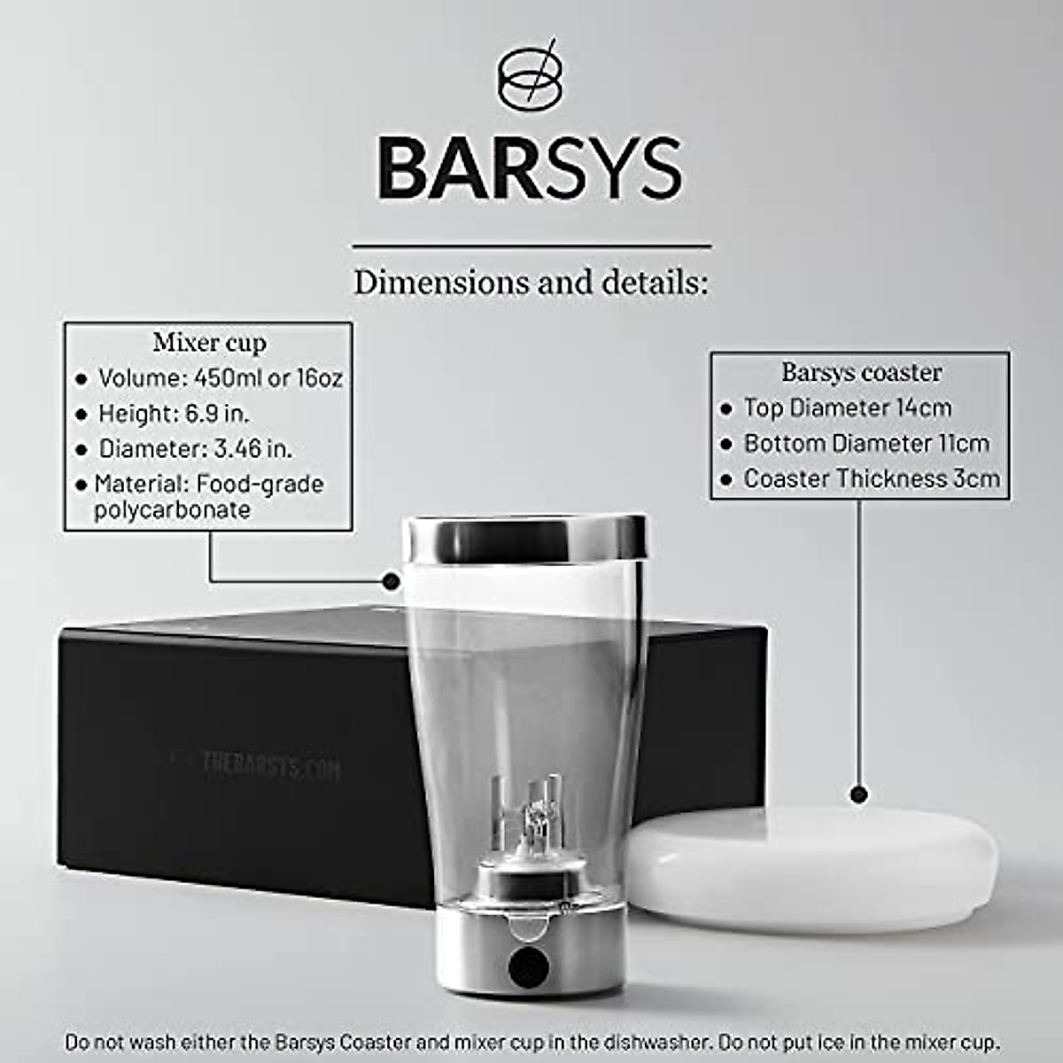 Barsys Smart Coaster Cocktail Machine - Automated Cocktail Maker for a Home Bar - Barsys Coaster + APP for at Home Cocktails – Simple Design, Easy to Clean (Coaster + Cocktail Mixer Cup)