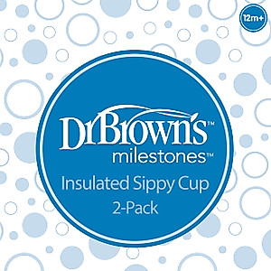Dr. Brown's Milestones Hard Spout Insulated Sippy Cup with Handles, Pink, 10 oz, 2 Pack, 12m+