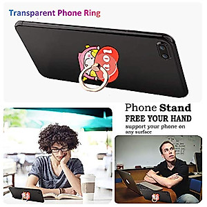 lenoup Transparent Heart Cell Phone Ring Holder Kickstand,360 Rotation Clear Heart Cell Phone Finger Ring Grip Stand for Phones,Pad