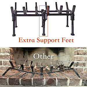 TAFIEDA Fireplace Log Holder. 18 Inches Heavy Duty Solid Steel Fireplace Grate. Upgrade Adjustable Fireplace Grate 6 Solid Steel Feet with 6 Bar Fireplace Wood Holder. Best Fireplace Accessories.