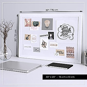 SKL Products Cork Board - 30" x 20" Large, Framed, White Bulletin Board for School, Home, Kitchen & Office Walls