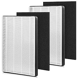 F2 A2 True HEPA Replacement Filter Compatible with 3M Filtrete Room Air Purifier Models FAP-C02WA-G2 FAP-C03BA-G2 FAP-T03BA-G2 FAP-SCO2N FAP-CO2-A2 FAP-CO3-A2 FAP-TO3-A2, 2 HEPA + 2 Carbon Filters