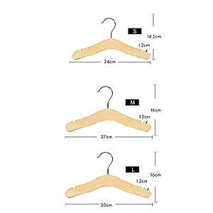 QONIA Wooden Baby Hangers,Kids Hangers,Notched Shoulder Design for Children,Decoration Hanger,10 Pack,Medium