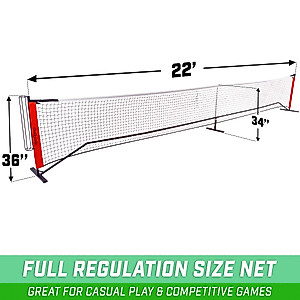 GoSports Regulation 22 ft Pickleball Net - Includes Net, Frame and Carry Case, Portable Design for Setup in Minutes