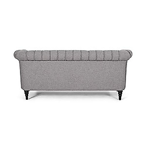 Christopher Knight Home Edgar Traditional Chesterfield Sofa with Tufted Cushions, Gray and Black