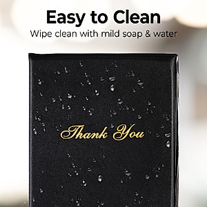 Gold Lion Gear Restaurant Check Presenters - Guest Check Card Holder with Gold Thank You Imprint - 5.5" x 10" Black 20 Pack, Standard Check Book