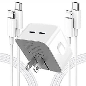 iPhone 13 14 Fast Charger [Apple MFi Certified] 35W Dual USB C Port Compact Power Adapter Foldable Wall Charger Block with 2Pack 6FT USB C to Lightning Charging Cable for iPhone14/13/12/11Pro Max/XR/8