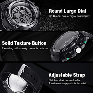 TEKMAGIC 10ATM Waterproof Digital Scuba Diving Watch 100m Underwater for Swimming and Running with Stopwatch and Luminous LCD Display Built-in