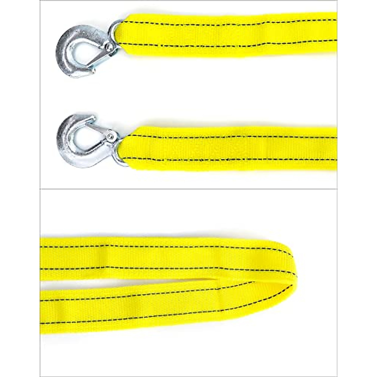 QWORK Tow Strap, | 1.8" x 13' | 11000 lb Capacity, Heavy Duty Towing Strap with Safety Hook, Trailer Rope Unloader for Vehicle Recovery, Towing, Stump Removal, etc