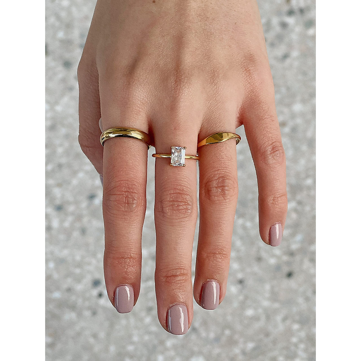 Michooyel 18K Gold Plated 2ct (D Color, VVS Clarity) Cubic Zirconia Radiant Cut Statement Ring for Women 925 Sterling Silver Adjustable Women's Rings