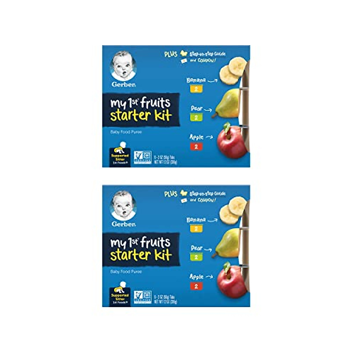Gerber My 1st Fruits Starter Kit, Banana, Pear & Apple Puree, 2 Ounce Tubs, 2-Pack (Set of 6)