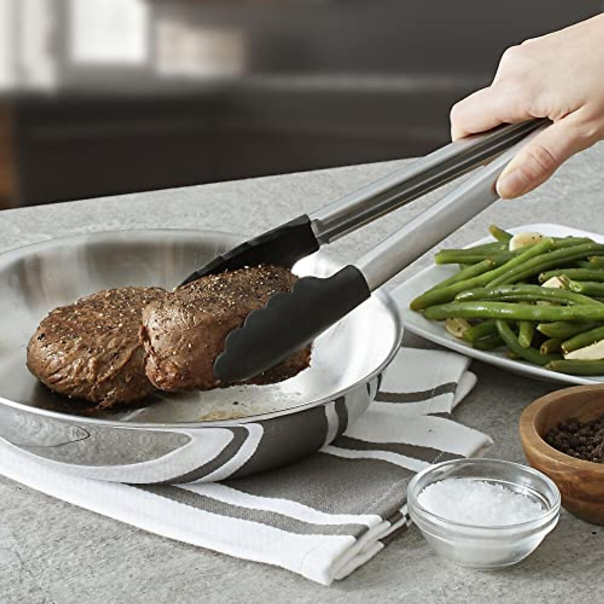 KitchenAid Universal Utility Serving and Silicone Tipped Stainless Steel Kitchen Tongs, Set of 3