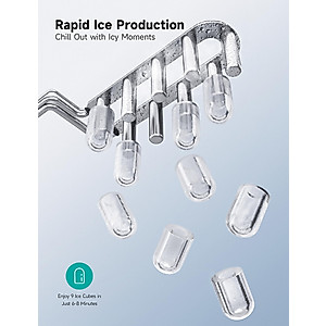 HiCOZY Countertop Ice Maker with Handle, Ice in 6Mins, 26 lbs/Day,Portable Ice Maker Machine with Self-Cleaning for Apartment/Under Cabinet/Kitchen/Office/Camping/RV/Home Bar(Black)