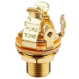 Pure Tone Multi-Contact 1/4 inch Mono Output Jack | Gold | Dual Tension Grounds & Dual Positive Tips for Optimal Signal, Tone & Lowest Possible Noise