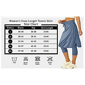 Women 20" Knee Length Tennis Skirt with Built in Legging Golf Skirts Skirted Legging with Pockets Wine Red