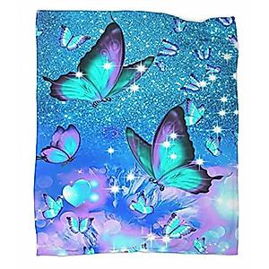 Butterfly Throw Blanket Super Soft Lightweight Flannel Fleece Blankets for Bed Couch Sofa, All Season Warm Cozy Plush Microfiber Blanket 50x40 inches