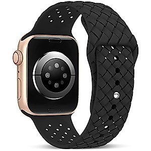 Sport Bands Compatible with Apple Watch Band 40mm 44mm 38mm 42mm 41mm 45mm 49mm Women Men,Soft Silicone Waterproof Strap Wristband for iWatch Series Ultra 8 7 6 5 4 3 2 1 SE,Black