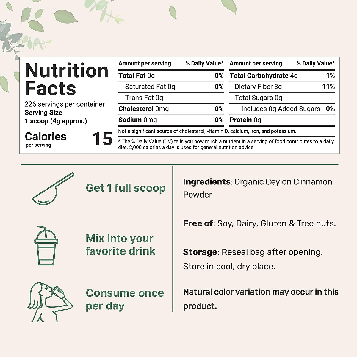 Organic Ceylon Cinnamon Powder, 2lbs | Premium Sri Lanka Cinnamon for Spice & Seasoning | Great for Baking, Cooking & Drinks | Additive Free, Non-GMO, Bulk Supply