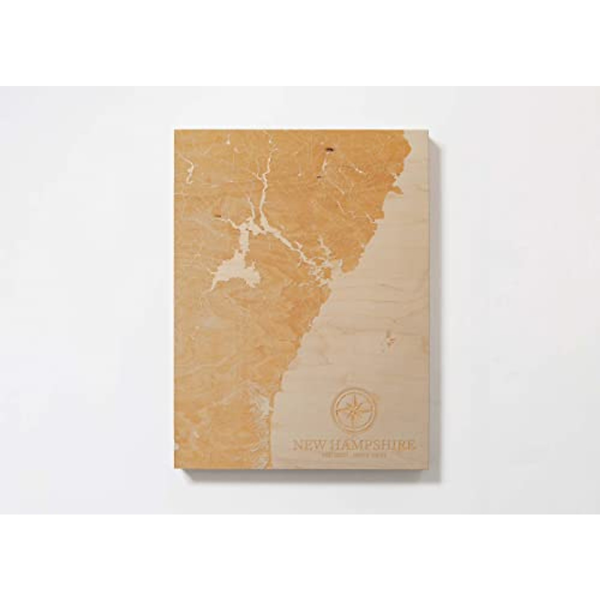 New Hampshire Coast, Engraved Wood Coastal Chart Wall Art Sign, Beach House Home Decor Nautical Print, Unique & Personalized, nautical décor, Gift for him her, Coastal Living, 18 X 24, Blue