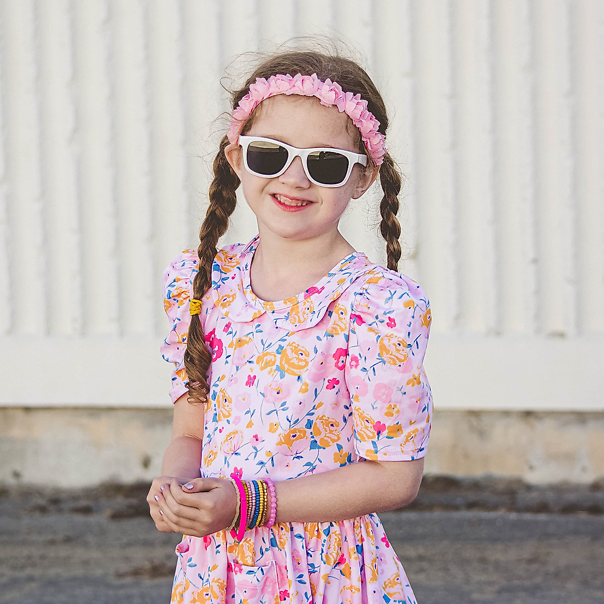 FROG SAC Non Slip Floral Headbands for Girls, Adjustable Rose Bud Head Bands for Kids, Cute Nonslip Hair Accessories, Flower Girl Head Band Pack