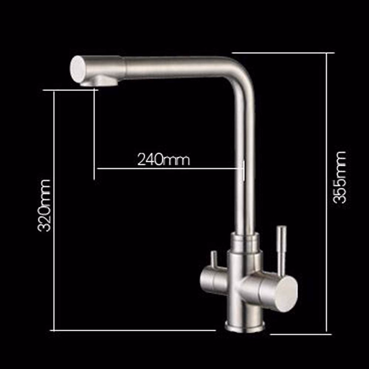 Kitchen Faucet 3 Way Stainless Steel 360 ° Swiveling Hot and Cold Water Drinking Water Faucets 3 and 1 Kitchen Faucet Brushed