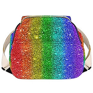 Rainbow Mini Backpack Purse for Women, Rainbow Sequins Leather Small Backpack Casual Travel Daypacks Shoulder Bag for Girls Teen