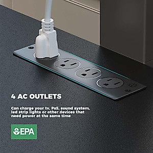 Rolanstar TV Stand with Mount and Power Outlet 51.2", Swivel TV Stand Mount for 32/45/55/60/65/70 inch TVs, Height Adjustable Modern Entertainment Center with Storage & LED Lights, TV Table Black