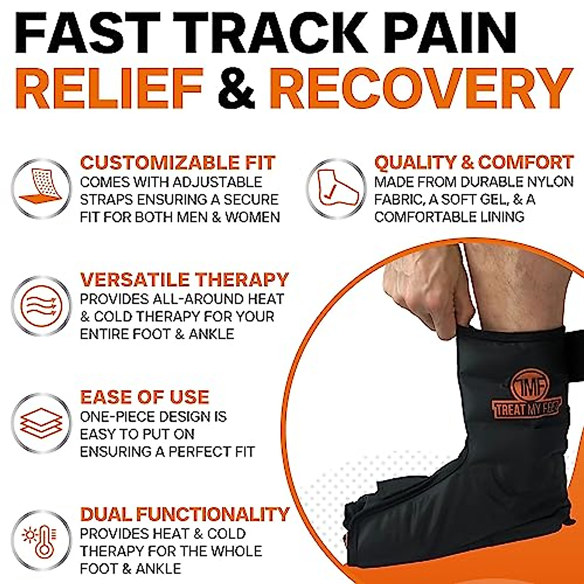 Foot & Ankle Pain Relief Hot/Cold Gel Wrap - Effectively Relieve Foot and Ankle Aches & Pains Using Compression Gel Ankle Ice Pack Wrap - Heated or Cooled, Targets All Areas of Ankle & Foot - Large