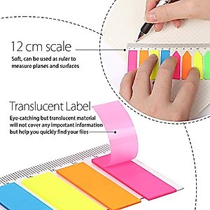 Fandamei 960 Pieces Neon Page Markers 6 Sets Translucent Page Flags Fluorescent Index Tabs Sticky Notes Tabs with 12 cm Measurement for Page Marker