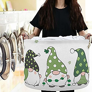 visesunny Gnome with Clover Leaf St Patrick's Day Laundry Baskets Fabric Storage Bin Storage Box Collapsible Storage Basket Toy Clothes Shelves Basket for Bathroom,Bedroom,Nursery,Closet,Office