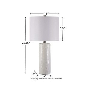 Signature Design by Ashley Steuben Textured Ceramic Table Lamp, 2 Count Lamps, 25", Solid White