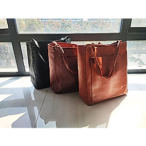 Women Tote Bags Top Handle Satchel Handbags PU Faux Leather Shoulder Purse (saddle tan)