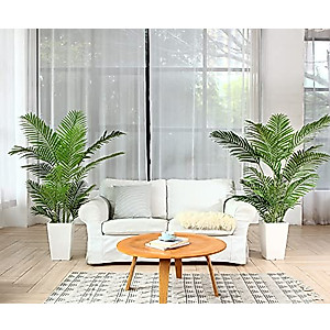 Fopamtri Artificial Areca Palm Plant 5 Feet Fake Palm Tree with 17 Trunks Faux Tree for Indoor Outdoor Modern Decoration Dypsis Lutescens Plants in Pot for Home Office (Set of 2)