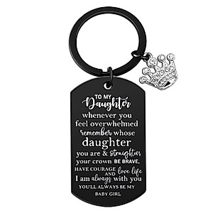 Daughter Gift From Mom Dad To My Badass Daughter Keychain Valentines Day Gifts for Daughters Birthday Gift For Step Daughter Her From Mother Father Mothers Day Gift