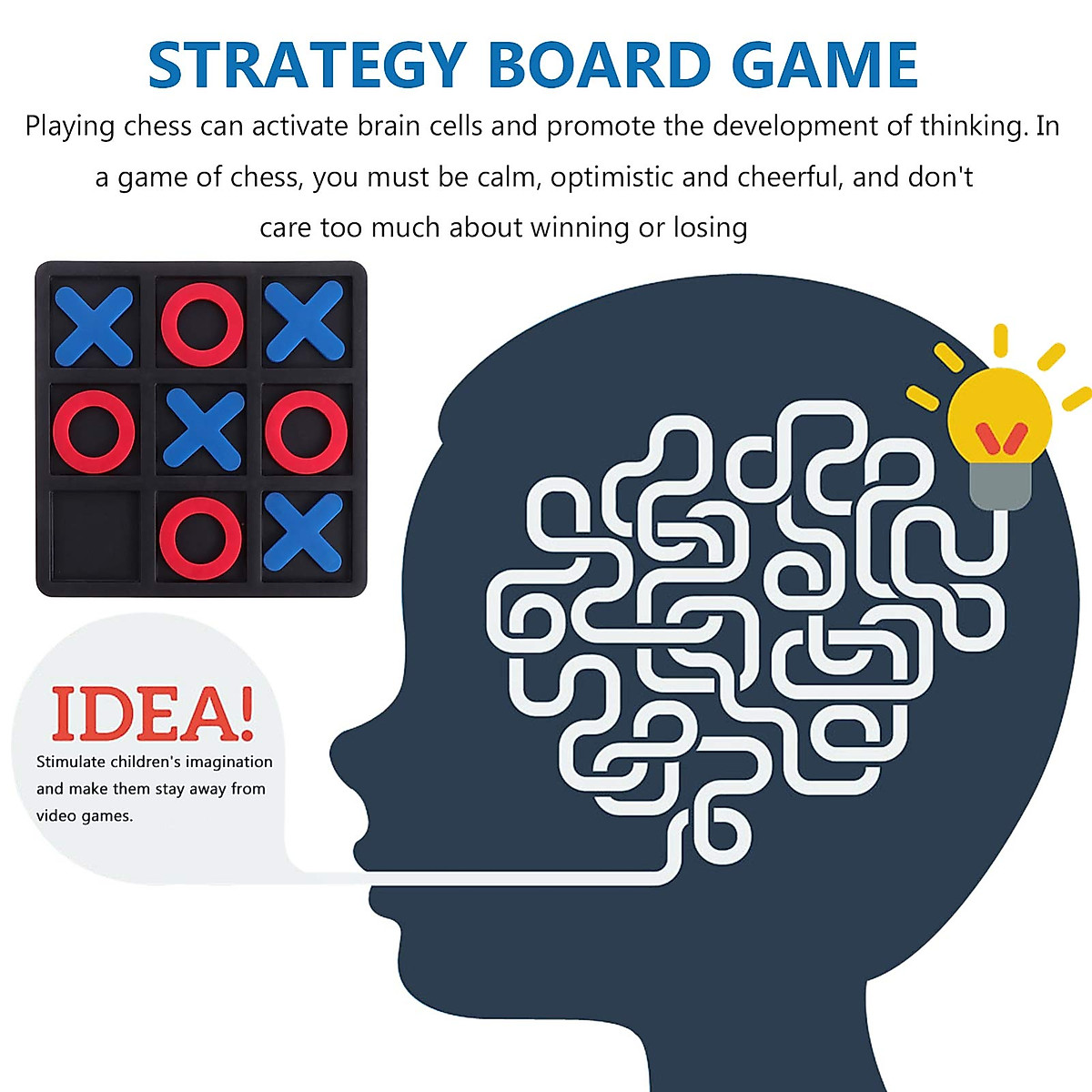 Toe Game Board 2 Boxes Noughts and Crosses Game Kids Toe Game Strategy Board Game for Kids Adult