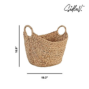 SEDLAV Large Natural Water Hyacinth Boat Basket - Handwoven Eco-Friendly Storage Solution - Stylish and Durable Home Organizer, Great for Display, Décor, and Everyday Use