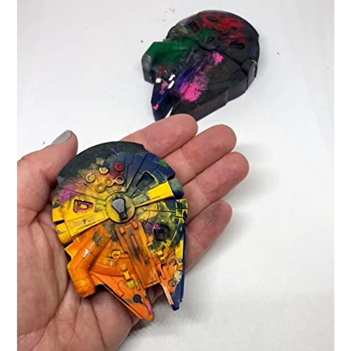 Set of 2 Recycled Crayon multi color Falcon Space Ship Crayons - Galaxy party favors - Kid Prize - Han Solo Chewy