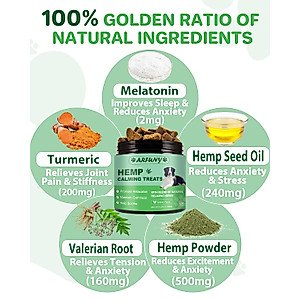 Hemp Calming Chews for Dogs - Dog Calming Treats - Dog Calming Chews - with Valerian Root, Melatonin - Calming Treats for Dogs - Helps with Thunder, Fireworks, Travelling - 120 Chews, Chicken Flavor