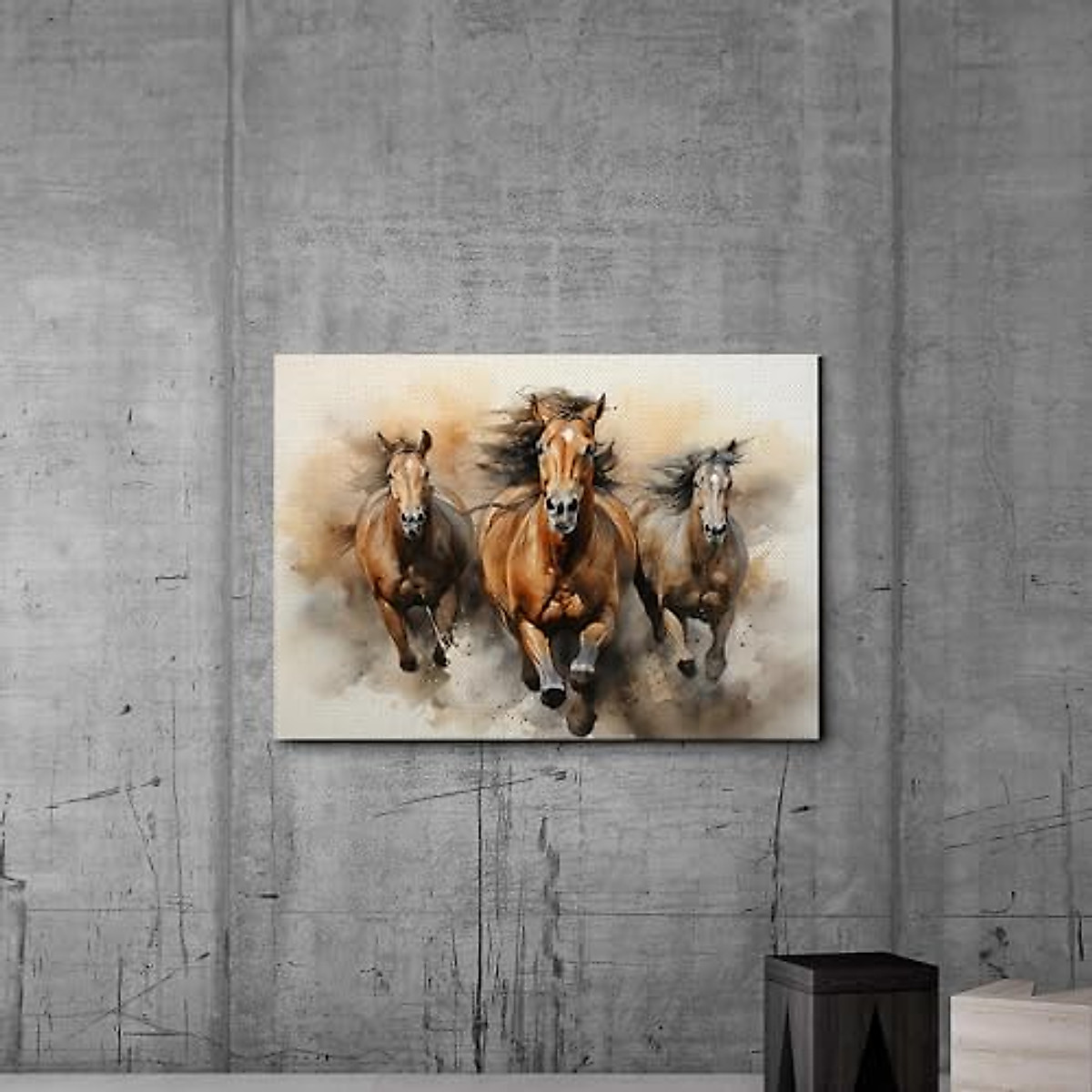 Majestic Black Stallion Galloping In The Clouds, Black Horse On Salt Flats, Canvas Print, Black Horse Print, Black Horse Wall Art