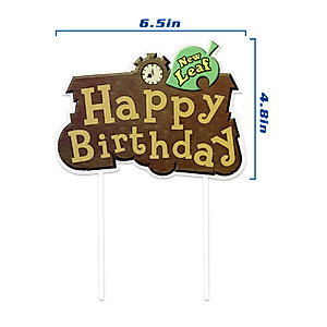 Birthday Party Supplies 46PCS Video Forest Game Theme Party Decorations Including 20PCS Latex Balloons, 1PC Happy Birthday Banner, 24PCS Cupcake Toppers for Children