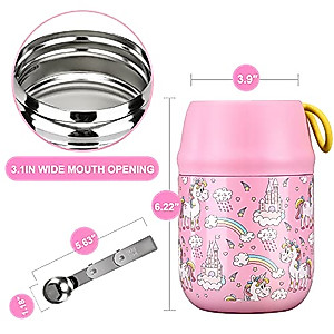 JOOPETALK Thermo for Hot Food Kids 17oz Soup Thermo Insulated Food Jar Lunch Container Keeps Hot/Cold Vacuum Stainless Steel Thermo Lunch Box With Handle Folding Spoon for School, Office, Travel