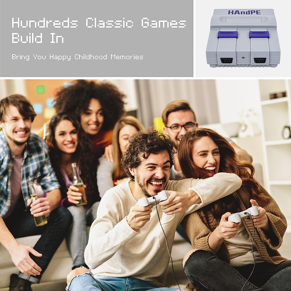 HAndPE Retro Classic Mini Game Console Childhood Game Consoles Built-in 821 Game(Some are Repeated) Dual Control 8-Bit Handheld Game Player for TV Video Bring Happy Childhood Memories