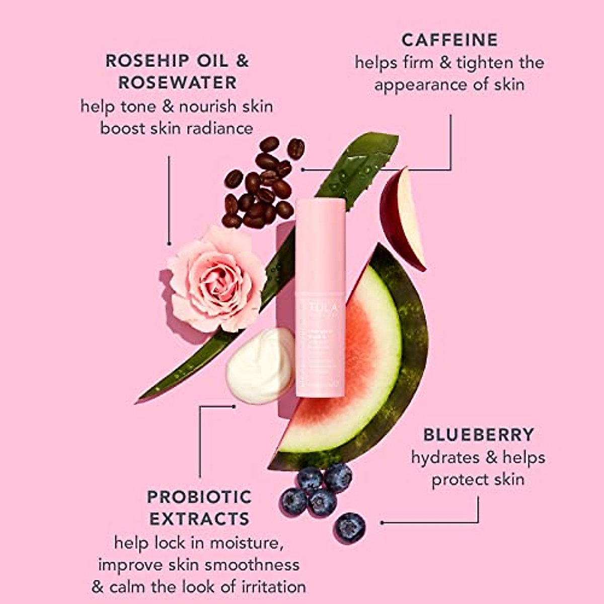 TULA Skin Care Rose Glow & Get It Cooling & Brightening Eye Balm | Dark Circle Under Eye Treatment, Instantly Hydrate and Brighten Undereye Area, Perfect to Use On-the-go | 0.35 oz.