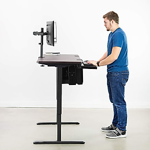 VIVO Electric Height Adjustable 60 x 24 inch Stand Up Desk, Espresso Solid One-Piece Table Top, Black Frame, Standing Workstation with Elegant Touch Screen Controller, DESK-KIT-2E6E