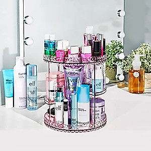 Sorbus 360 Rotating Makeup Organizer - Spinning cosmetics organizer, Adjustable Shelves for Make Up, Perfume & Toiletries - Acrylic Makeup Organizer for Vanity, Bathroom, Bedroom, Closet [Purple]