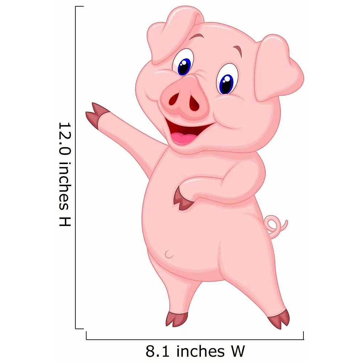 Wallmonkeys Cute Pig Cartoon Presenting Wall Decal Peel and Stick Graphic (12 in H x 8 in W) WM15167