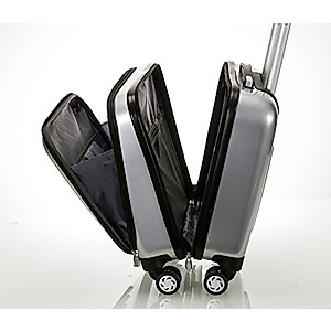 Rockland Revolution Hardside Rolling Computer Case, Silver, Carry-On 17-Inch