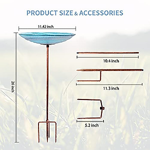 VCUTEKA Outdoor BirdBath Glass Bird Bath Garden Bird Feeder with Metal Stake