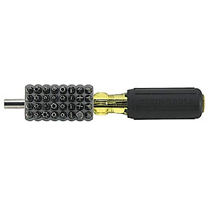 Klein Tools 32510 Magnetic Multibit Screwdriver with Sturdy Torx, Hex, Spanner, Tri-Wing, Torq and Nut Tamperproof Bits and Storage Block